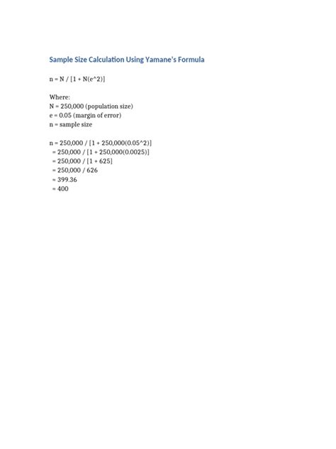 Yamane Sample Size Calculation Guide Pdf
