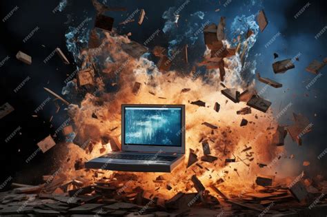 Premium Ai Image Destructive Computer Desktop Exploding Home Accident