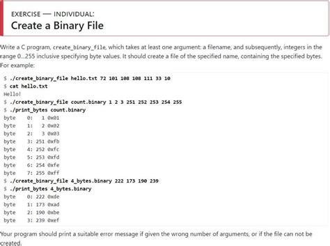 Solved Exercise — Individual Create A Binary File Write A C