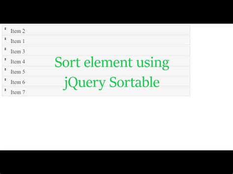 Sort Element Using JQuery Sortable YouTube