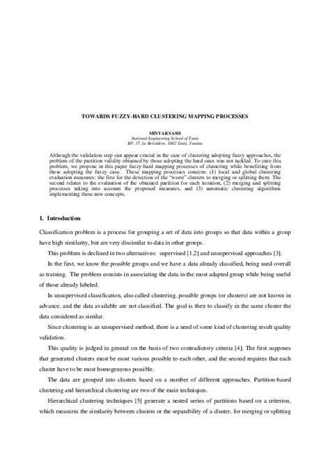 Pdf Towards Fuzzy Hard Clustering Mapping Processes