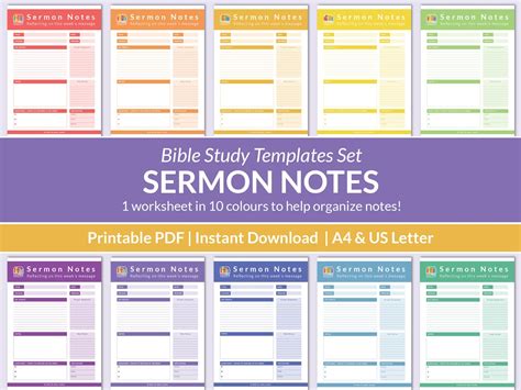 Printable Sermon Notes Template Scripture Writing Worksheet Bible