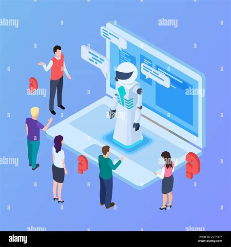 Chatbot Vector Concept Isometric Artificial Intelligence Robot With