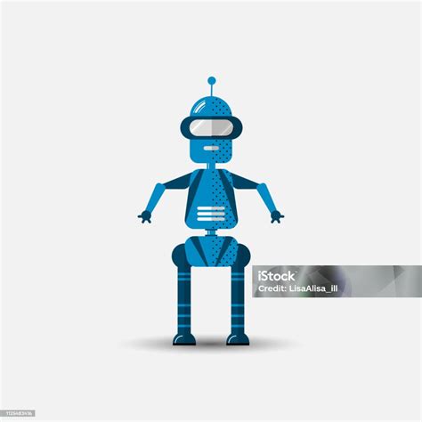 회색 배경에 고립 된 평면 스타일에 재미 있는 벡터 로봇 아이콘 Chatbot 아이콘 빈티지 친절 한 인공 지능 로봇의 귀여운 플랫 벡터 일러스트 고객 지원 서비스 채팅 봇