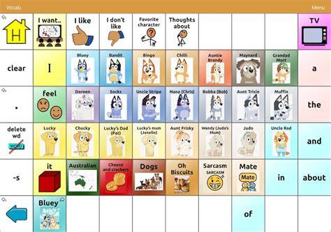 Bluey Touchchat 60 Grid Aac Template Speech Device Page Digital Download Etsy