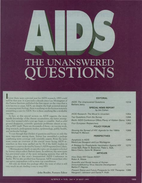 Aids The Unanswered Questions Science