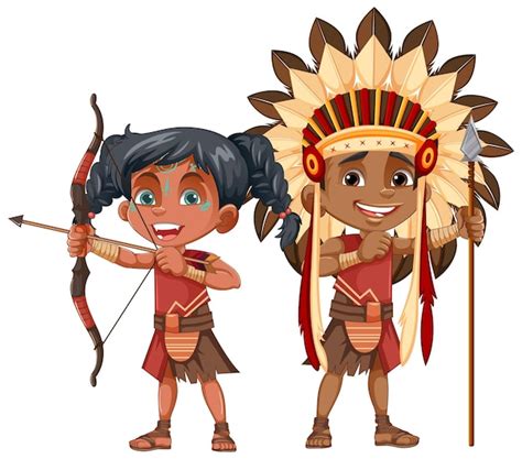 Ni Os De La Tribu Nativa Americana Vector Gratis