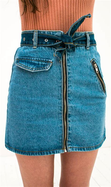 Denim Skirt With Zipper Fashion Webshop Trix La Mix