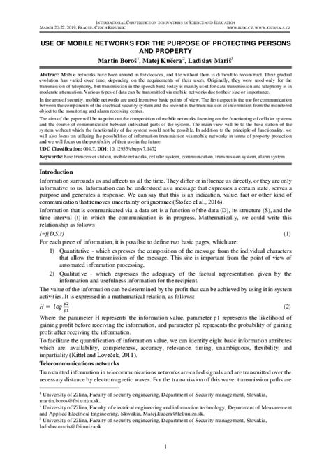 Pdf Use Of Mobile Networks For The Purpose Of Protecting Persons And Property