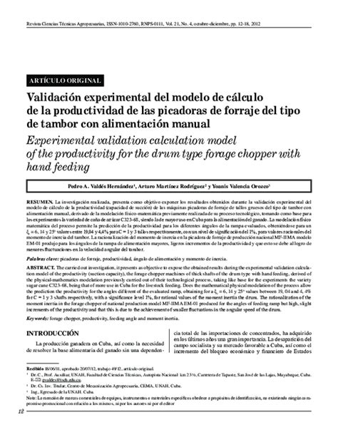 Pdf Experimental Validation Calculation Model Of The Productivity For The Drum Type Forage