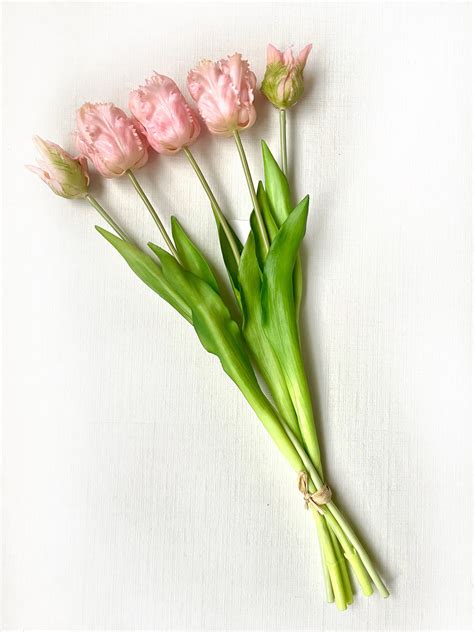 Тюльпани латексні махрові букет 5 квіток пудровий продаж ціна у Луцьку Штучні квіти і гілки