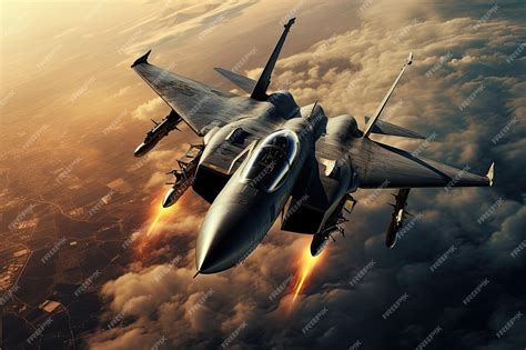 Premium Photo Modern Fighter Plane During An Air Battle Fighter Jet