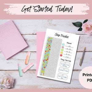 Step Tracker Printable Step Tracker Journal Step Challenge Self Care Habit Tracker Health