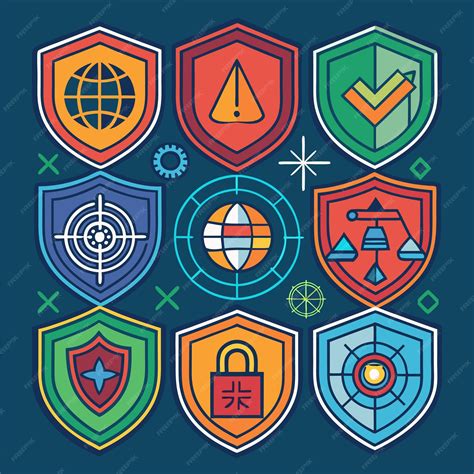 Colorful Shield Icons Representing Security Internet And Safety