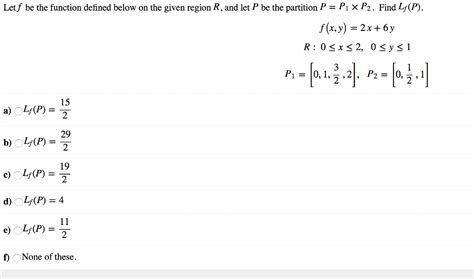 solved let f be the function defined below on the given