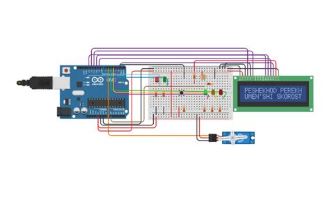 Circuit Design Умный светофор с кнопкой 13 14 проект Tinkercad