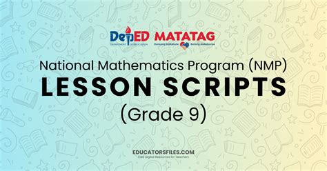 Nmp Lesson Scripts Grade 9 Educators Files