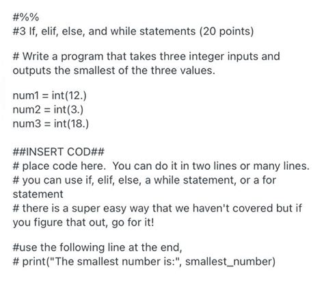 Solved 3 If Elif Else And While Statements 20