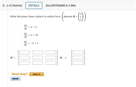 solved write the given linear system in matrix form