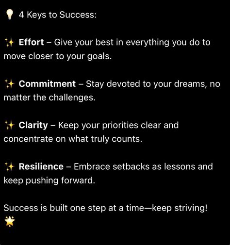 💡 4 Keys To Success Effort Give Your Best In Everything You Do To Move Closer To Your Goals