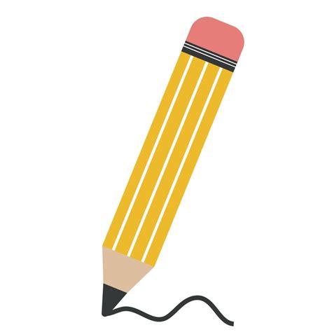 Lápiz Escolar Simple Dibuja Una Línea Vector De Color Ilustración
