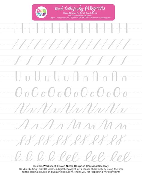 Master The Art Of Calligraphy With Printable Practice Sheets