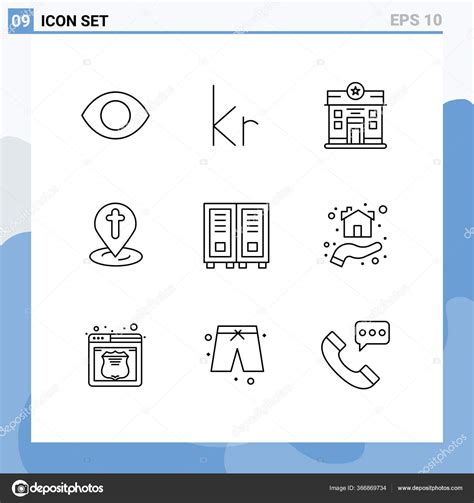 Mobile Interface Outline Set Pictograms Library Pin City Easter