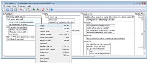 Treesheets Download Treesheets A Free Form Of Hierarchical Data Organizer Suitable For Any