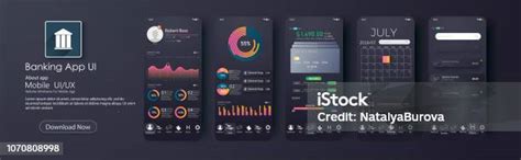 Desain Ui Aplikasi Seluler Ux Satu Set Layar Gui Untuk Mobile Banking Halaman Beranda Informasi
