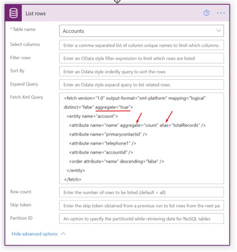 Fetchxml Aggregation In A Flow Using Cds Current Environment