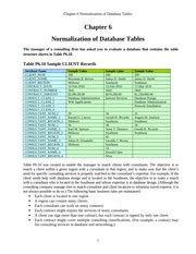 Chapter 6 Normalization Of Database Tables Chapter6NormalizationofDatabaseTables Chapter 6