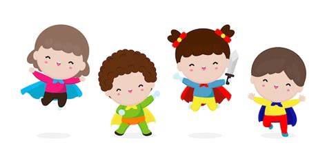 만화 의상을 입고 아이 슈퍼 히어로의 만화 세트 슈퍼 히어로와 귀여운 작은 어린이 코스 프레 컬렉션 슈퍼 영웅 캐릭터 그룹