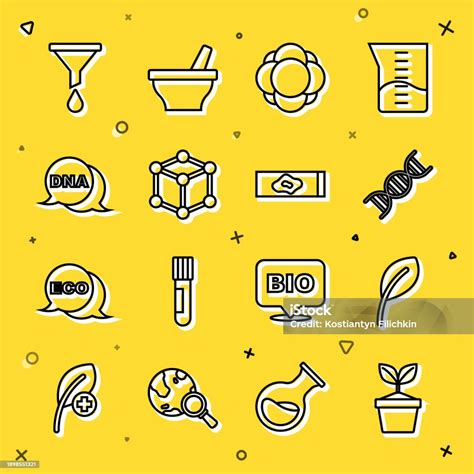 냄비 잎 또는 잎 Dna 기호 분자 깔때기 필터 및 혈액 검사 및 바이러스 아이콘에 선 식물을 설정합니다 벡터 건강 진단에 대한 스톡 벡터 아트 및 기타 이미지 Istock