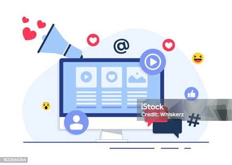 소셜 미디어 마케팅 개념 랜딩 페이지 웹 배너 모바일 애플리케이션 배너 비즈니스 콘텐츠 전략 웹 디자인 디지털 마케팅 온라인 연결 개념에 대한 평면 벡터 일러스트레이션 소셜