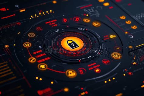 Secure Digital Interface With Padlock And Warning Icons For Online Security Stock Illustration