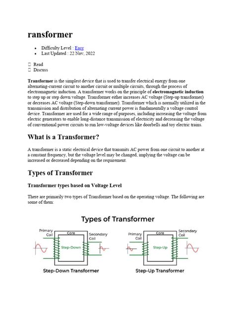basic transformer pdf transformer alternating current