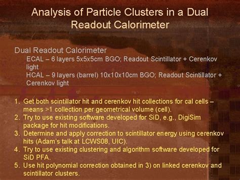 Analysis Of Particle Clusters In A Dual Readout