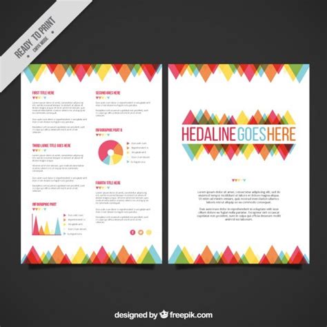 화려한 삼각형 브로셔 무료 벡터