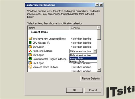Display And Hide Icons In Windows Notification Area