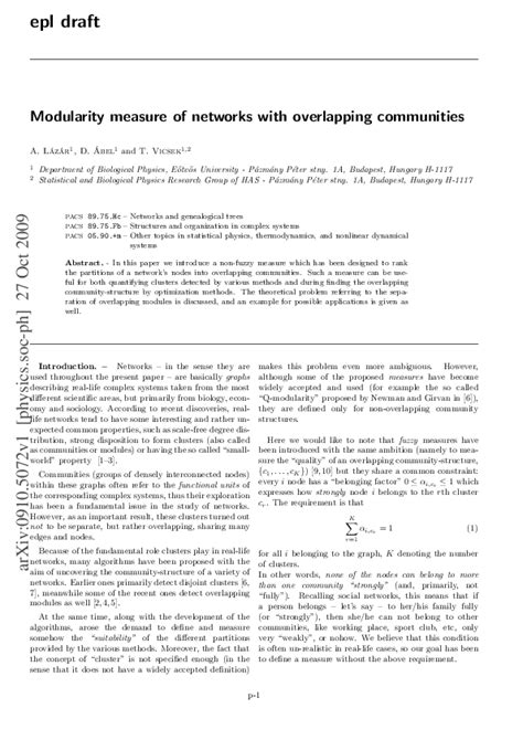 Pdf Modularity Measure Of Networks With Overlapping Communities