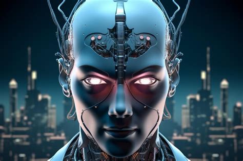 El Torso De Un Hombre Robot Inteligente Y Guapo Con Un Sistema