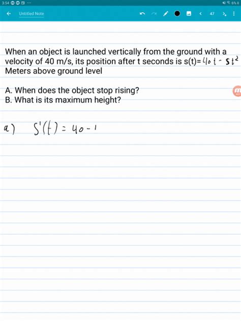 solved when an object is launched vertically from ground level with an