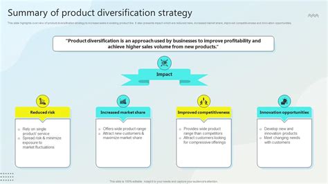 Summary Of Product Diversification Strategy Steps For Business Growth Strategy Ss Ppt Example