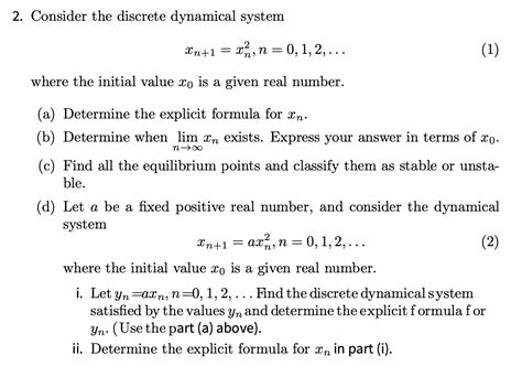 Solved 2 Consider The Discrete Dynamical System