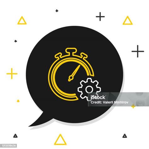 흰색 배경에서 격리된 라인 타임 관리 아이콘입니다 시계 및 기어 표지판 생산성 기호 다채로운 개요 개념 벡터 강철에 대한 스톡 벡터 아트 및 기타 이미지 Istock