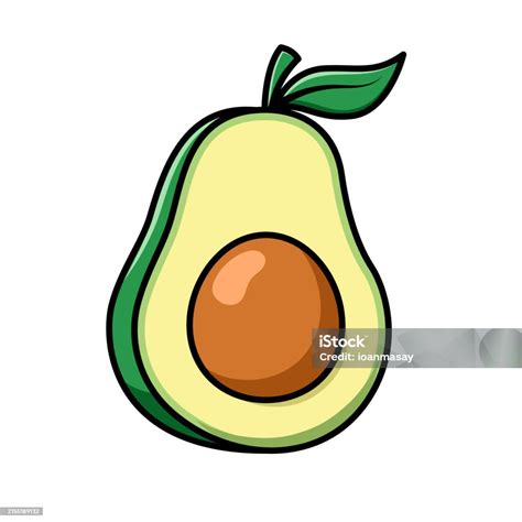 만화 스타일의 아보카도 그림입니다 라벨 배지 엠블럼을 위한 디자인 요소 벡터 일러스트 레이 션 구아카몰에 대한 스톡 벡터 아트 및 기타 이미지 Istock