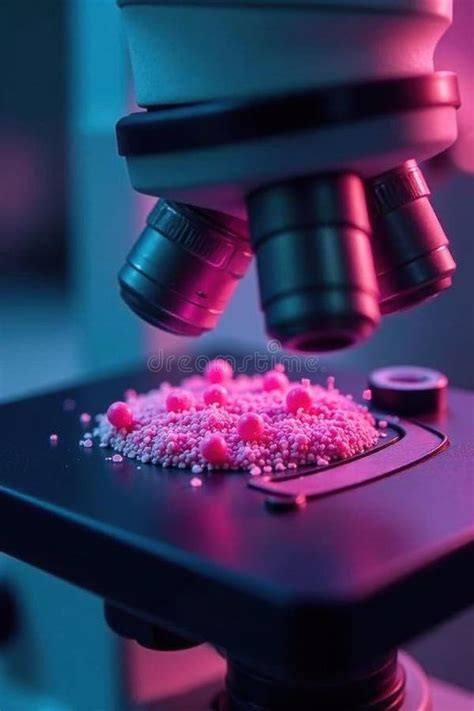 Microscope View Of Virus Sample With Medical Tools Lab Investigation