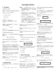 Linear Algebra Cheat Sheet: Vector Spaces, Linear Independence, | Course Hero