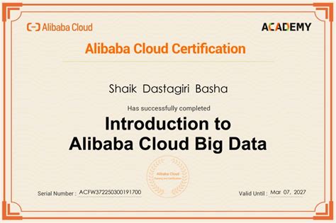 Alibabacloud Bigdata Cloudcomputing Certification Cybersecurity Shaik Dastagiri Basha