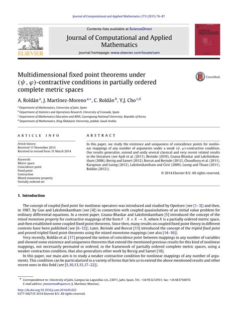 Pdf Multidimensional Fixed Point Theorems Under ψϕ Contractive